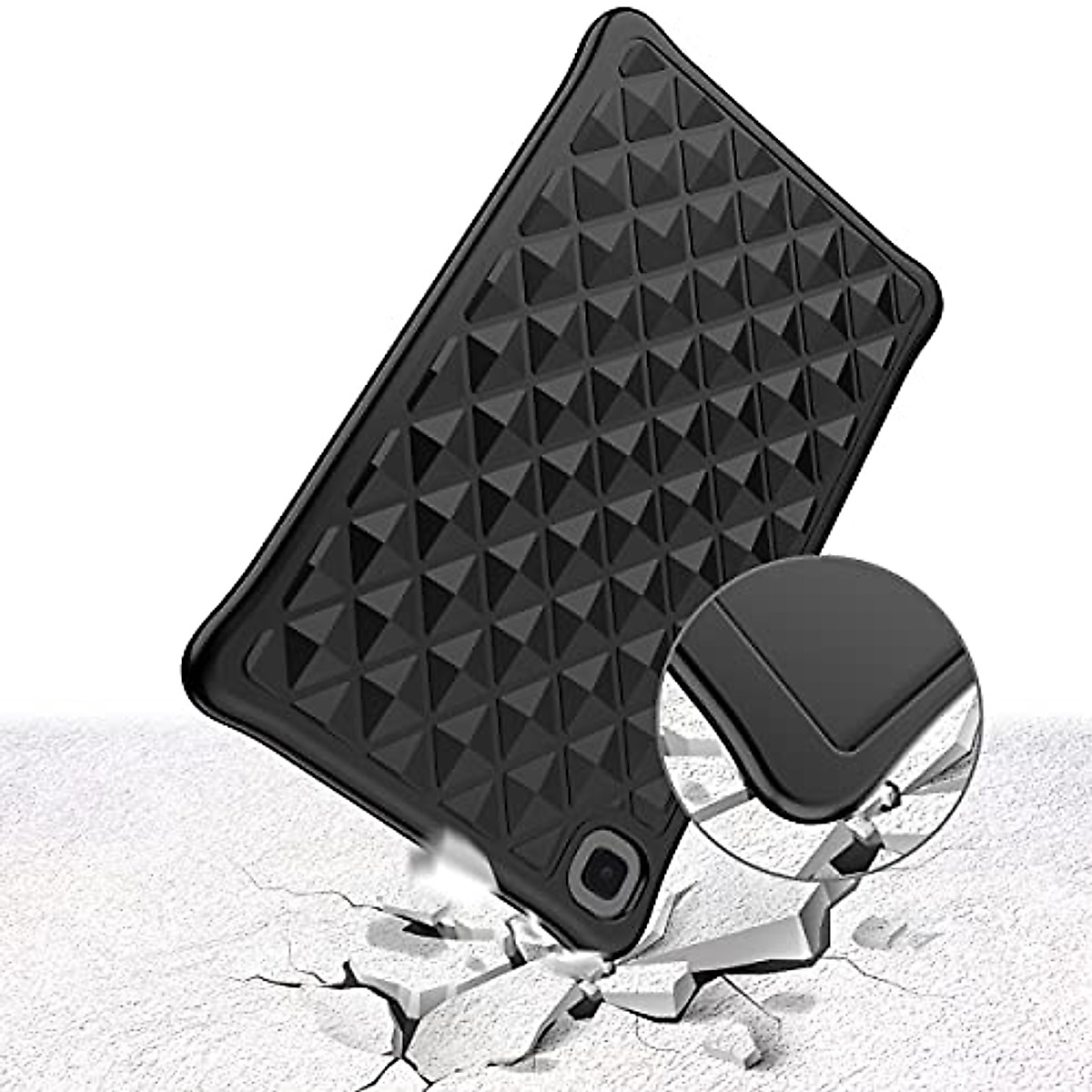 Epicgadget Case for Samsung Galaxy Tab A7 Lite SM-T220/SM-T225 - Soft Lightweight Diamond Grid Slim Protective Silicone Cover Case for Galaxy Tablet A7 Lite 8.7 Inch Tablet 2021 Released (Black)