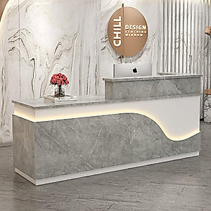 Sohodoo Chic Wood Veneer Computer Desk - Practical for Receptionists and Cash Registers in Diverse Settings(H,200 cm x 60 cm x 100 cm)