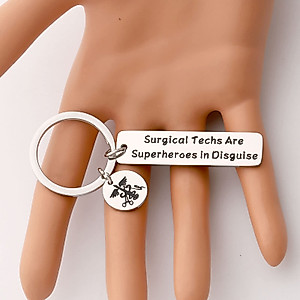 Lywjyb Birdgot Surgical Tech Keychain for Surgical Technologist Gift Surgical Techs Are Superheroes in Disguise Keychain (Surgical Techs Are)