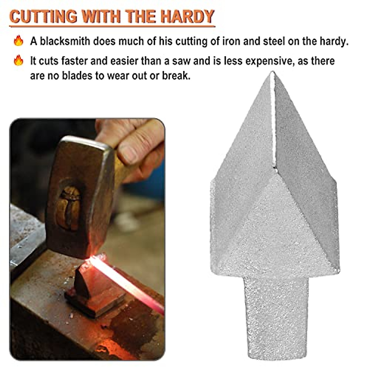 Blacksmith Anvil Hot Cut Hardy Tool 1'' Shank Cutter For Forging Cutting Blacksmithing Tools Forged
