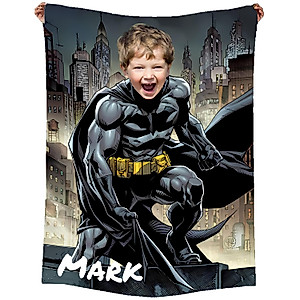 XIANSOAR Custom Super Hero Blanket with Picture Personalized Super Hero Blanket Custom Customized Blanket Birthday Gift Christmas Halloween Fathers Mothers Valentines Day Gift Boy