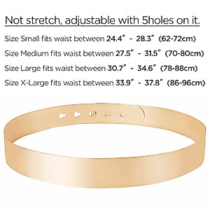BABEYOND Metal Waistband Skinny Belt Elastic Waist Strap Stretchy Belt for Dress (Style-10-gold, Medium)