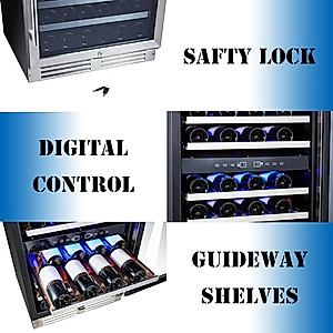 STAIGIS 46 Bottle Compressor Wine Cooler Refrigerator, 24 inch Wine Fridge Freestanding Dual Zone for Home, Kitchen and Bar, Digital Temperature Control