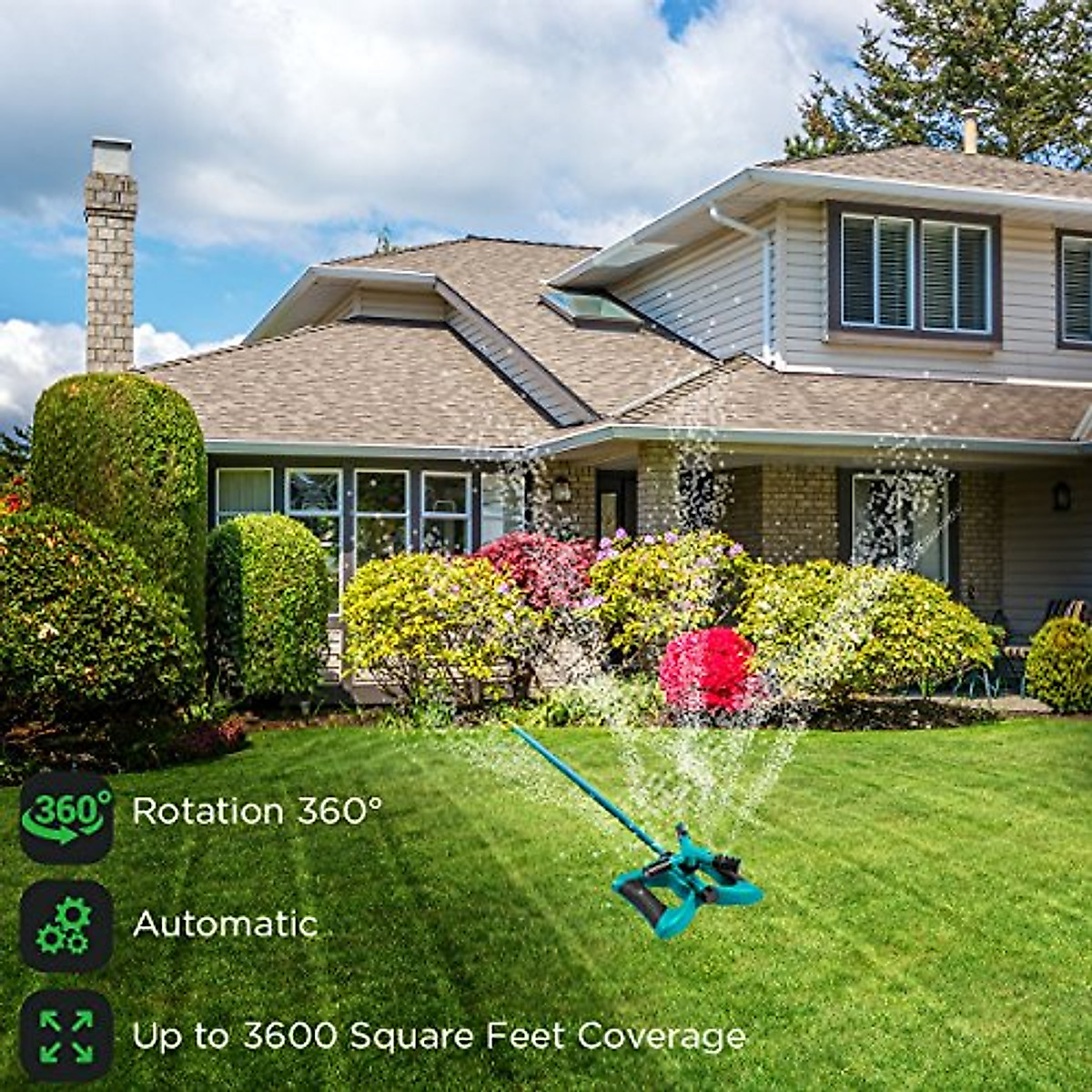 GrowGreen Sprinklers for Yard, Rotating Lawn Sprinkler, Sprinklers for Yard Large Area, Powerful and Even Watering for Lawns and Gardens, Water Sprinkler