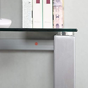 SogesHome 35 inch Glass Computer Desk Office Desk Gaming Desk Office Desk Writing Table Small Desk Workstation for Home Office