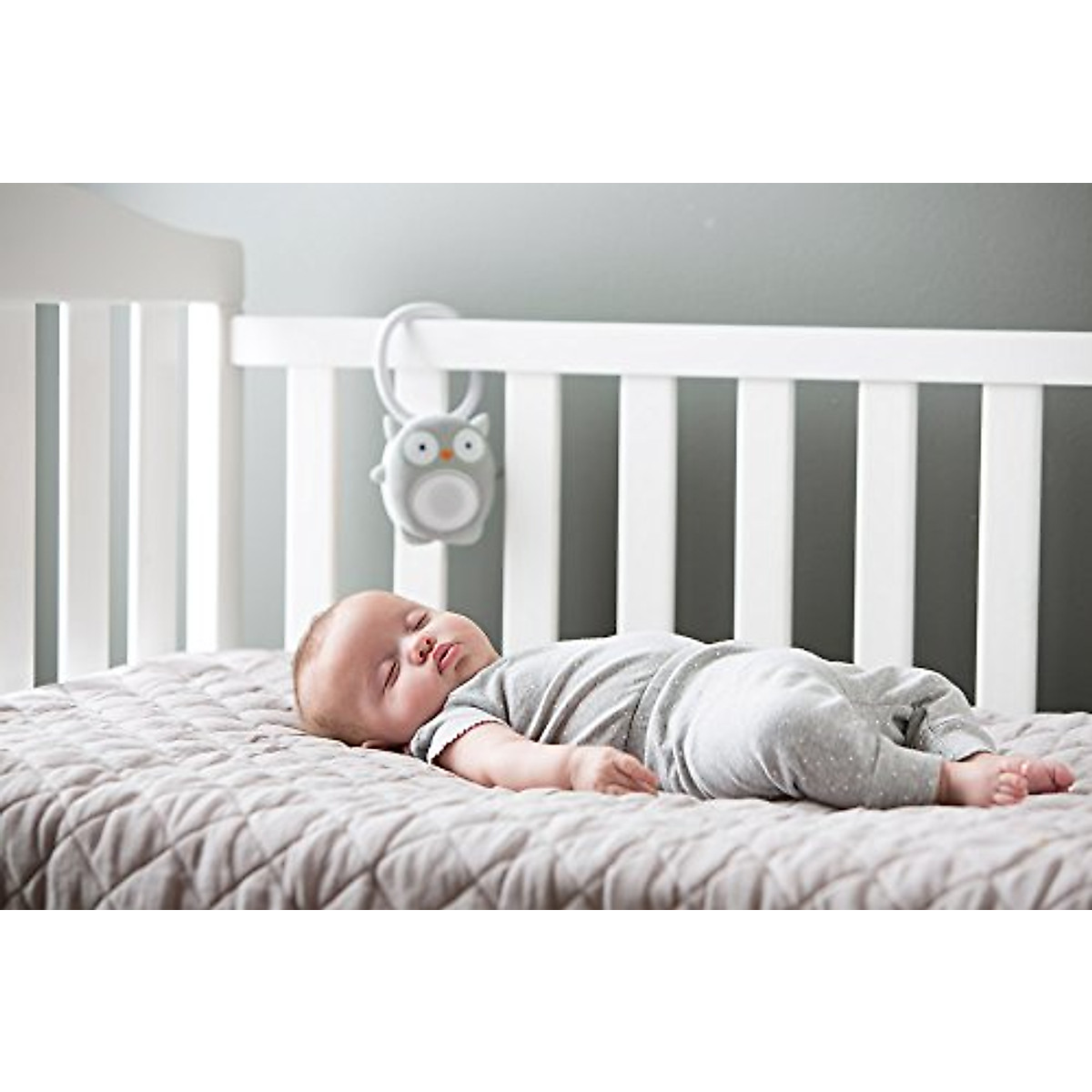 WavHello Portable Baby Sleep Soother - Rechargeable Bluetooth Noise Machine Travel Sound Speaker Great for Cribs, Strollers, Car Seat and More - Ollie The Owl Soundbub, Grey