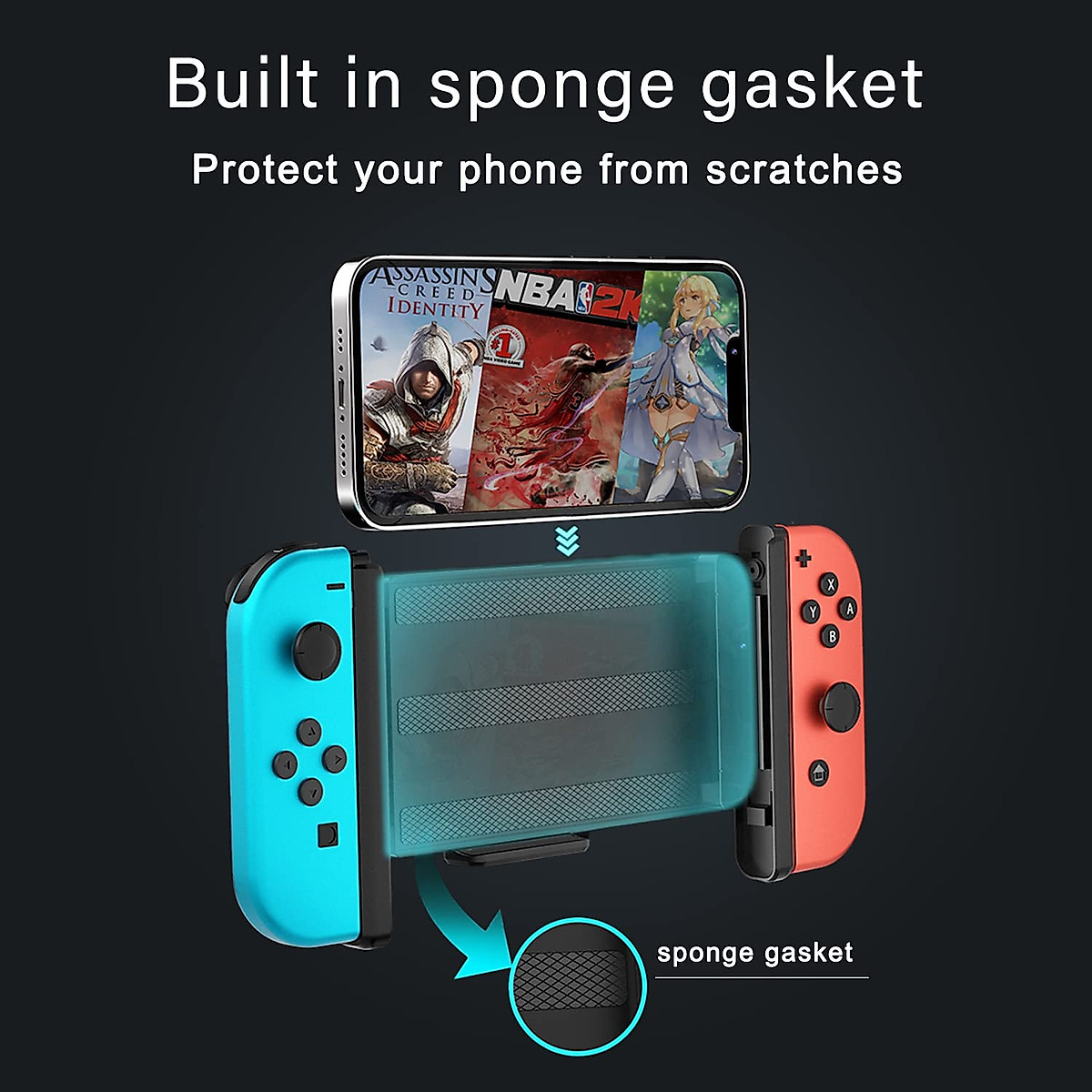 Funnywin Switch Joy Con Comfort Grip, iPad 10.2 & Mini Retractable Holder with Joy Con Game Controller Grip Handle for iPadOS 16 & iOS16 iPhone 13 & 14 Pro Max Stand (LZ iPhone)