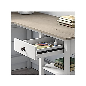 Bush Mayfield 60W L Shaped Computer Desk in Shiplap Gray/White - Engineered Wood