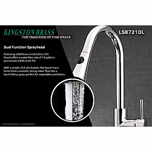 Kingston Brass Gourmetier LS8721DL Concord Single-Handle Pull-Down Kitchen Faucet, Polished Chrome, 8-3/8 inch in Spout Reach