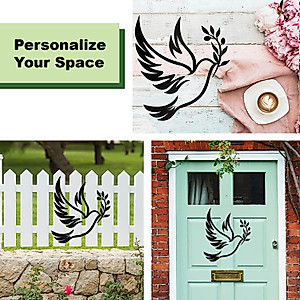 Vivegate Dove of Peace Olive Branch Metal Wall Art – Olive Branches Peace Black Outline White Dove Metal Wall Decor (Large - 15"X13", Dove)