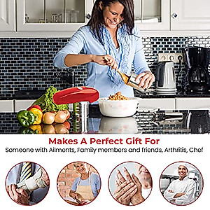 Hystrada Electric Can Opener - No Sharp Edge Handheld Can Opener - Battery Operated Can Opener - Easy One-Touch Operation Can Opener - Automatic, Food Safe, Hands Free, Smooth Edge (Red)