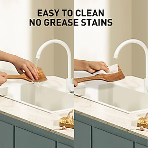 Wooden Spoons for Cooking - 8-Piece Wooden Kitchen Utensil Set made of Natural Solid Wood Material - Includes Spoons, Spatulas, Ladles, Strainer Spoon, Salad Fork, Mixing Spoon and Utensil Holder