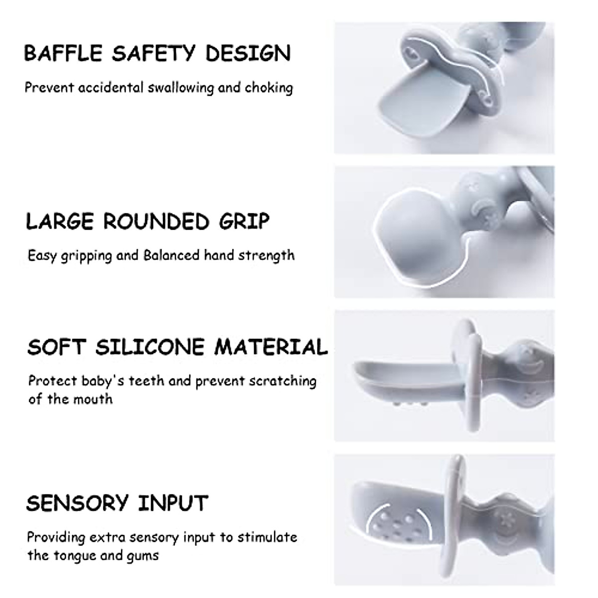 6 Pack Baby Utensils Self Feeding 6+ Months, Silicone Baby Spoons and Forks, Toddler Utensils for Baby Led Weaning, Chewable Utensils First Stage, Pink, Yellow, Grey