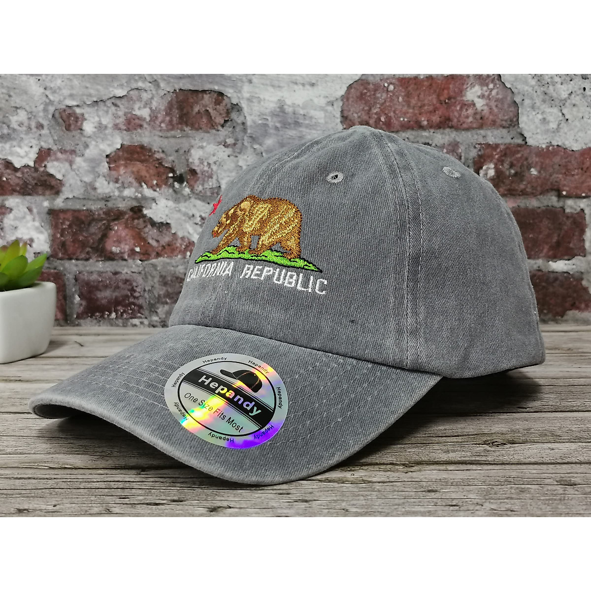 Hepandy California Bear Baseball Hat for Women Men Kids, Washed Dark Gray Cali State Flag Embroidery Snapback Hat Unisex Dad Hat Trucker Hats