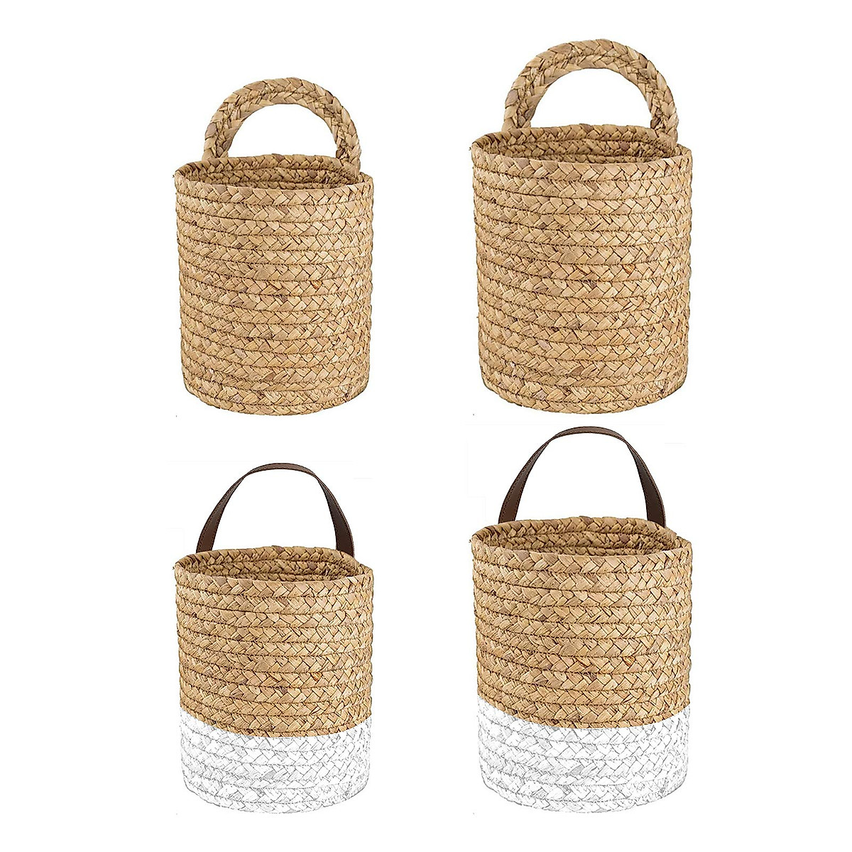 HUIKJI 2Pcs Water Hyacinth Hanging Baskets,Hand Woven Baskets for Plants & Accessories,Wall Hanging Small Storage Baskets Natural Sea Weed Baskets Garden Plant Baskets