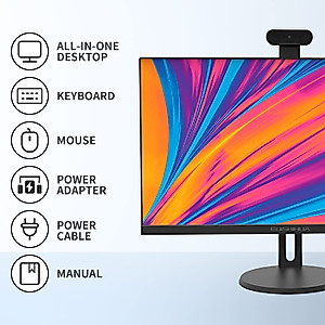 EUISHIHUA 24” All-in-one Computer Touchscreen, i7 Quad-Core Desktop Computer with Camera, 16G Ram 512G SSD IPS HD Display, WiFi Bluetooth for Home Entertainment Business Office (i7_Black)