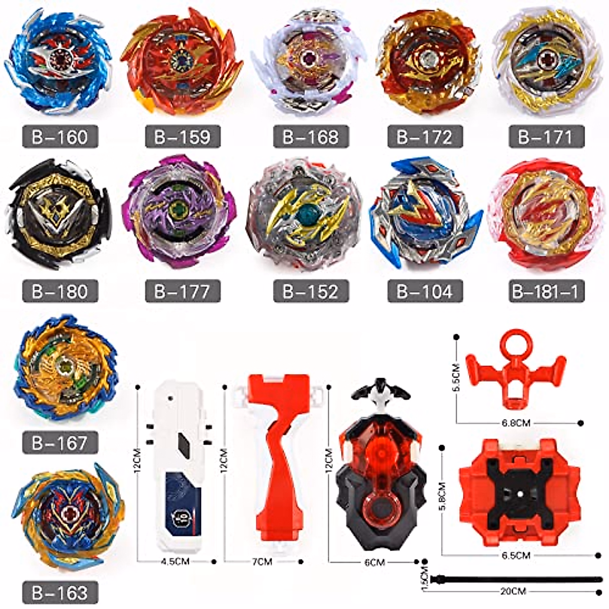 WNSULL Bey Battle Burst Gyro Blade Set, Best Gift Toy with Portable Box 12 Spinning Tops 2 Launchers, Metal Fusion Attack Top Battling Game for Boys Kids Children