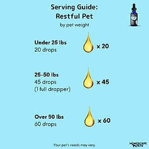 Homescape Pets Restful Pet - Calming Drops - Anxiety, Fireworks, Storms, Stress Relief - Organic Hemp Oil, Chamomile & Valerian for Dogs and Cats - Vet Recommended