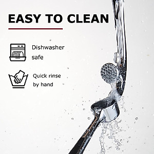 Premium Garlic Press, Garlic Mincer Set of 3 with Silicone Roller Peeler & Cleaning Brush - Gloss Silver