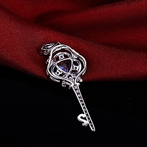 Lanmi Design 14K/18K White Gold Natural Tanzanite Diamond Necklace Pendant for Women Engagement Wedding Valentine's Day Gift