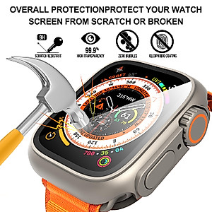 Suoman 3 in 1 for Apple Watch Series 8/7/6/5/4/SE 2 44mm Case, 9H Tempered Glass Screen Protector+ Full Coverage Durable PC Hard Matte Protective Cover Bumper -Titanium