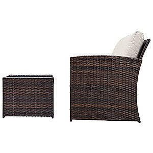 Signature Design by Ashley East Brook Outdoor Wicker Loveseat with Table Set, Brown