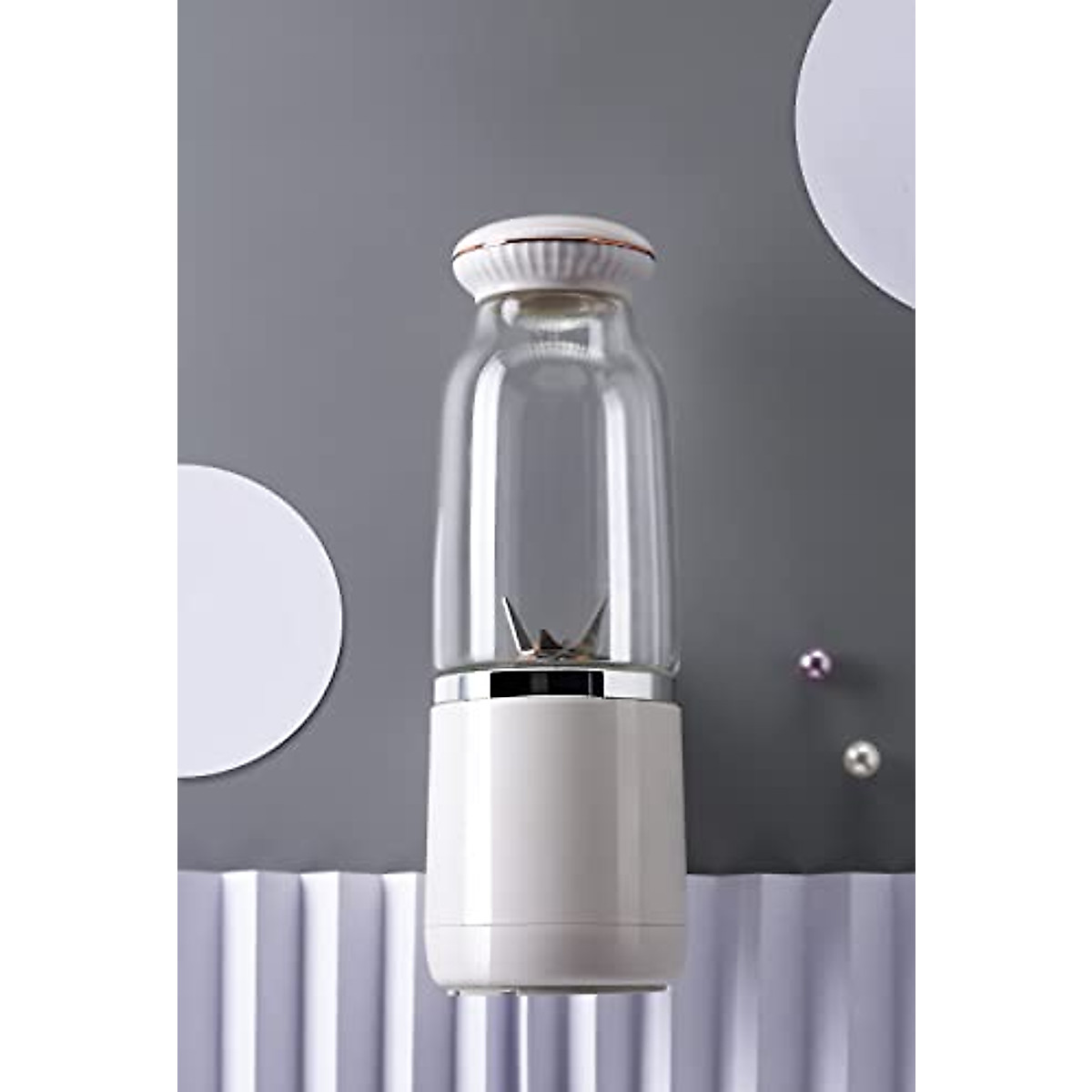 KP'S VARIETY Portable Blender Jet for Shakes and Smoothies, on the Go Blender 4000mAh USB Rechargeable Battery with 6 Blades, fresh juice blender bottle, 16 OZ Mini Personal Blender Cup for Traveling (White)