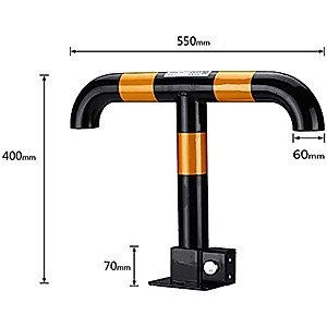 T-Shaped Heavy Duty Car Parking Space Lock Bollard Folding Lane Parking Barriers Security Posts for Private, Business, with Screws & Key (Yellow 550x400mm) (Black 550x400mm)
