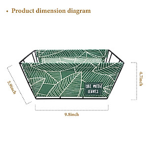 AIPOKE EPOCH Canvas Storage Basket Metal Holder Desk Table Organizer Home Decor, White Leaf