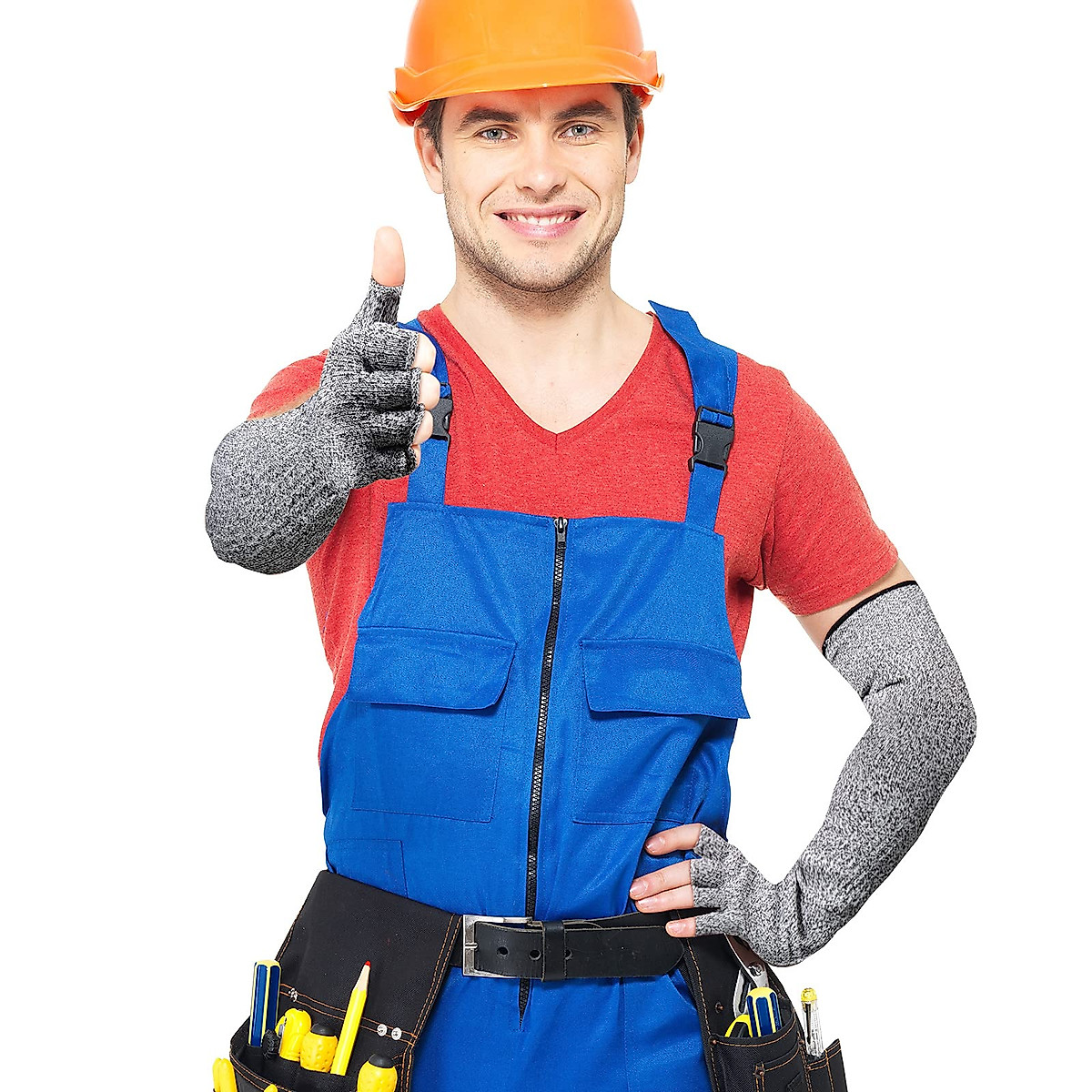 2 Pairs Cut Resistant Sleeves for Men Anti Cut Protective Sleeves Arm Sleeves Safety Gloves (Black, Gray)