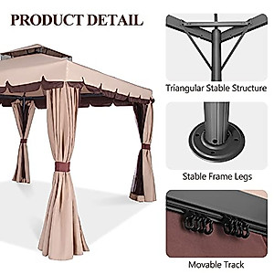Funny Sunny 10×13FT Outdoor Vented Top Gazebo - Patio Gazebo with Double Roof, Heavy Duty Gazebo with Breathable Netting & Fully Enclosed Zip Curtain for Garden, Porch, Poolside, Yard, Lawn