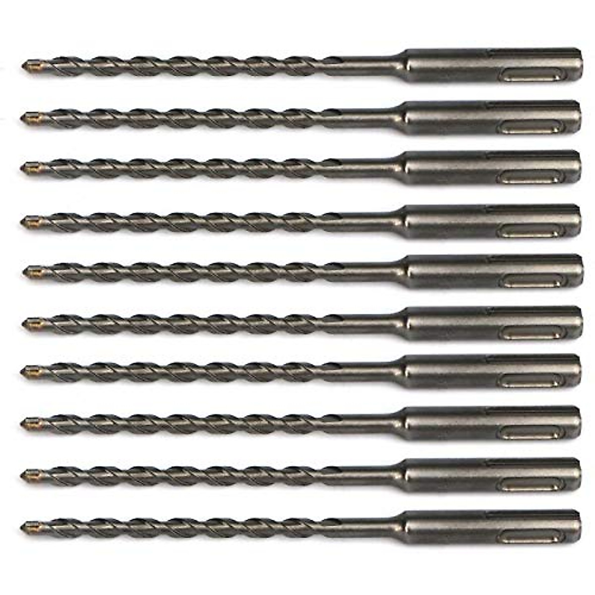 DrillForce 10pcs 3/16 inch x 6 inch SDS Plus Hammer Drill Bits, Rotary Hammer Drill Bits , Ideal for Drill Holes into Masonry, Concrete, Brick & Cinder Block.