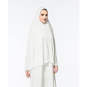 Qubanda Women Muslim Islam Headscarf Hijabs Muslim Headscarf Turban Jersey Hijabs Long Cape Hat, White, Large