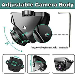 HD Backup/Front/Side View Camera, GreenYi AHD 720P Reverse Rear Cam for Car, SUV, RV, Trailer, Camper, Van, Pickup, Metal Shell, Adjustable Fisheye Lens, 170 Degrees Viewing Angle(Black)