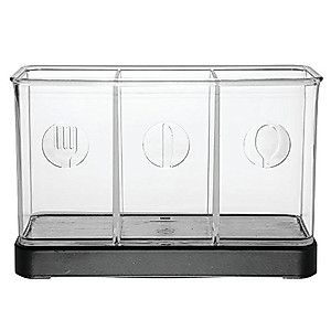 iDesign Forma Decorative Countertop Flatware Organizer - 7.4" x 2.6" x 4.75", Matte Black/Clear