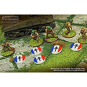 LITKO World War Two Miniature Wargames National Faction Token Game Pieces Compatible with Bolt Action (10) (Free France)