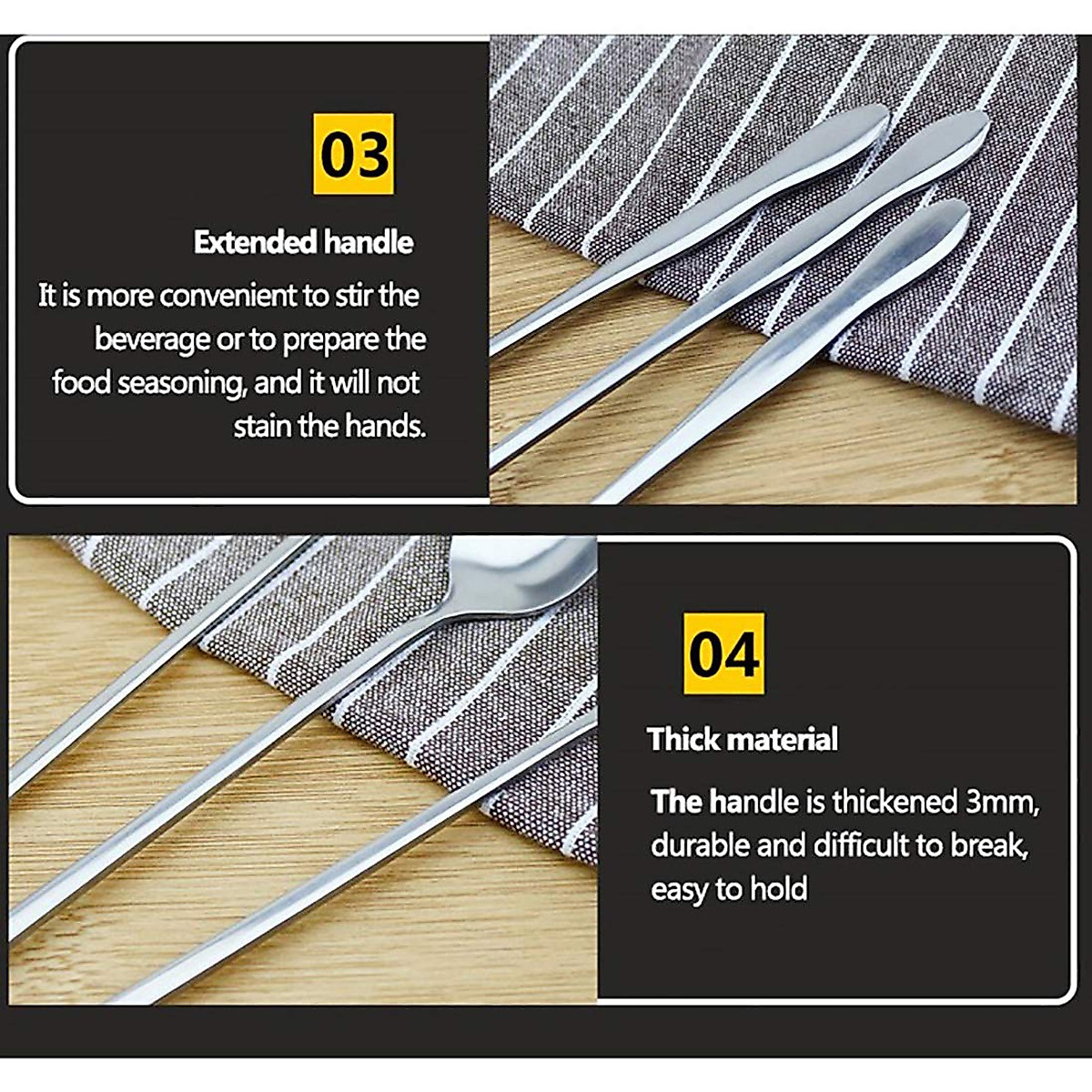 SellerWay Long Handle Spoon, 10-inch Stainless Steel Iced Teaspoon for Mixing, Cocktail Stirring, Coffee, Set of 1