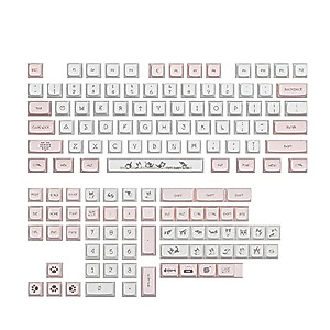 EPOMAKER Kitty 138 Keys XDA Profile PBT Dye Sublimation Keycaps Set for Mechanical Gaming Keyboard, Compatible with Cherry Gateron Kailh Otemu MX Structure