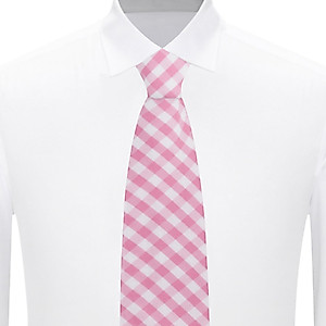 Jacob Alexander Men's Gingham Checkered Pattern Neck Tie - Regular - Pink