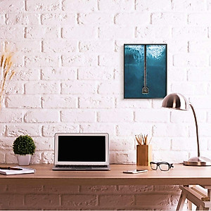 Stupell Industries Long Wood Wharf Beach White Ripple Waves, Designed by Seven Trees Design Wall Art, 16 x 20, Black Framed