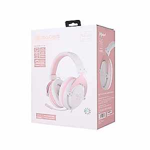 SADES MPOWER Stereo Gaming Headset for PS4, PC, Mobile, Noise Cancelling Over Ear Headphones with Retractable Flexible Mic & Soft Memory Earmuffs for Laptop Mac Games-Angel Edition Purple