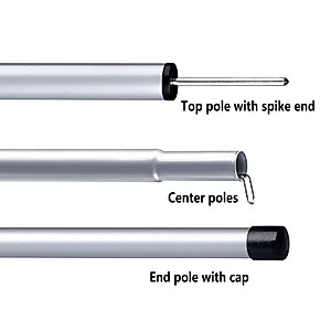 Hasika Camping Tent Pole Repair Kit Including Ropes Stakes Adjustable from 30" to 74.8" Replacement for Tarp Awning Rainfly 2 Set (10 Sections)