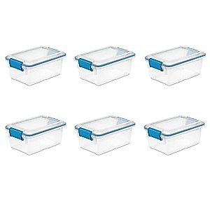 Sterilite 19414306 Gasket Box, 7.5 Quart, clear base and lid with blue latches