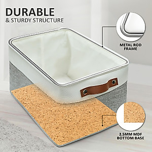 Generic Storage Bins, Fabric Storage baskets for shelves 3 Pack , Foldable Storage Linen Closet Organizer For Toys , Clothes , Home , Office 15×11×9.5 inches (Grey &White), BS1122
