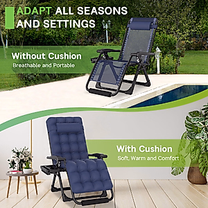 ZENPETIO 26In ZeroGravity Chair, Zero Gravity Recliner Lounge Chair for Indoor and Outdoor, Reclining Camping Chair for Lawn and Patio, Anti Gravity Chair w/Cushion, Cup Holder and Footrest, 440LBS