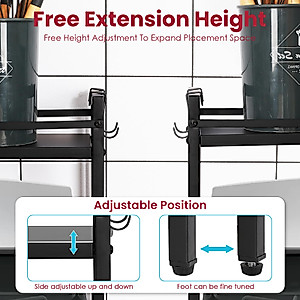 yudeke upgrade Stove Top Shelf，Over the Stove Spice Shelf for Kitchen,Spice Rack Shelf with 4 hooks Extra Storage Countertop, Seasoning Organizer,Kitchen Organizers and Storage (Black)