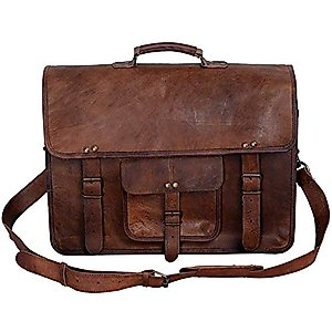 KPL 18 INCH Leather Briefcase Laptop Messenger Bag Satchel Office computer bag for men and women (18 INCH)