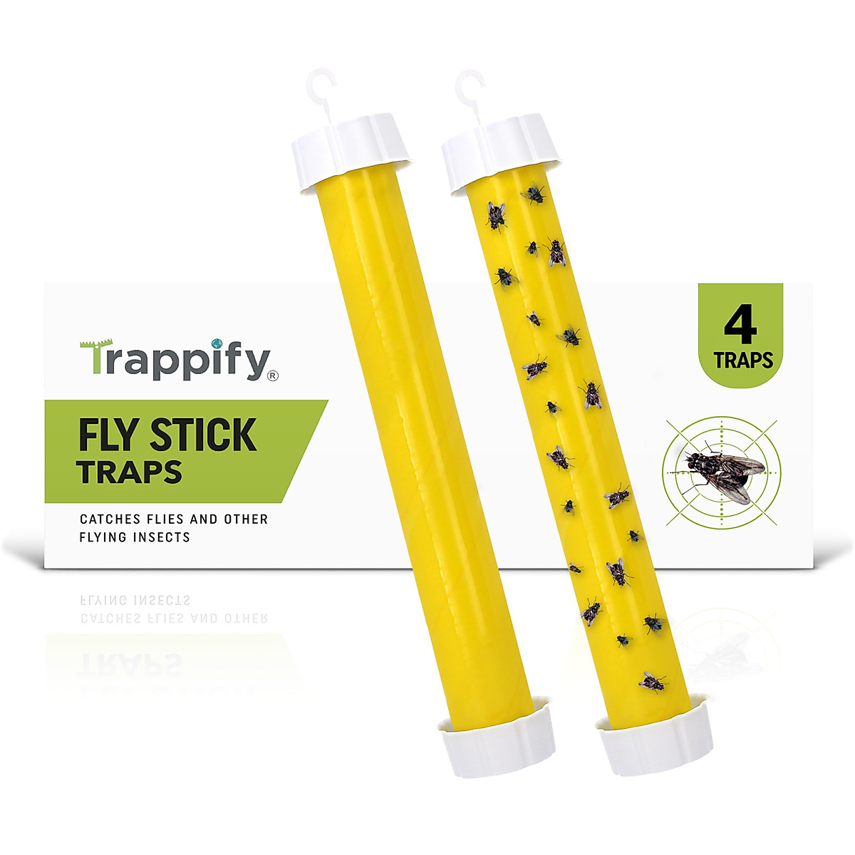Trappify Hanging Fly Traps Outdoor: Fruit Fly Traps for Indoors | Gnat Trap | Gnat Traps for House Indoor | Fly Trap Indoor - Disposable Sticky Fly Trap for Indoor House Pest Control (4 Pack)