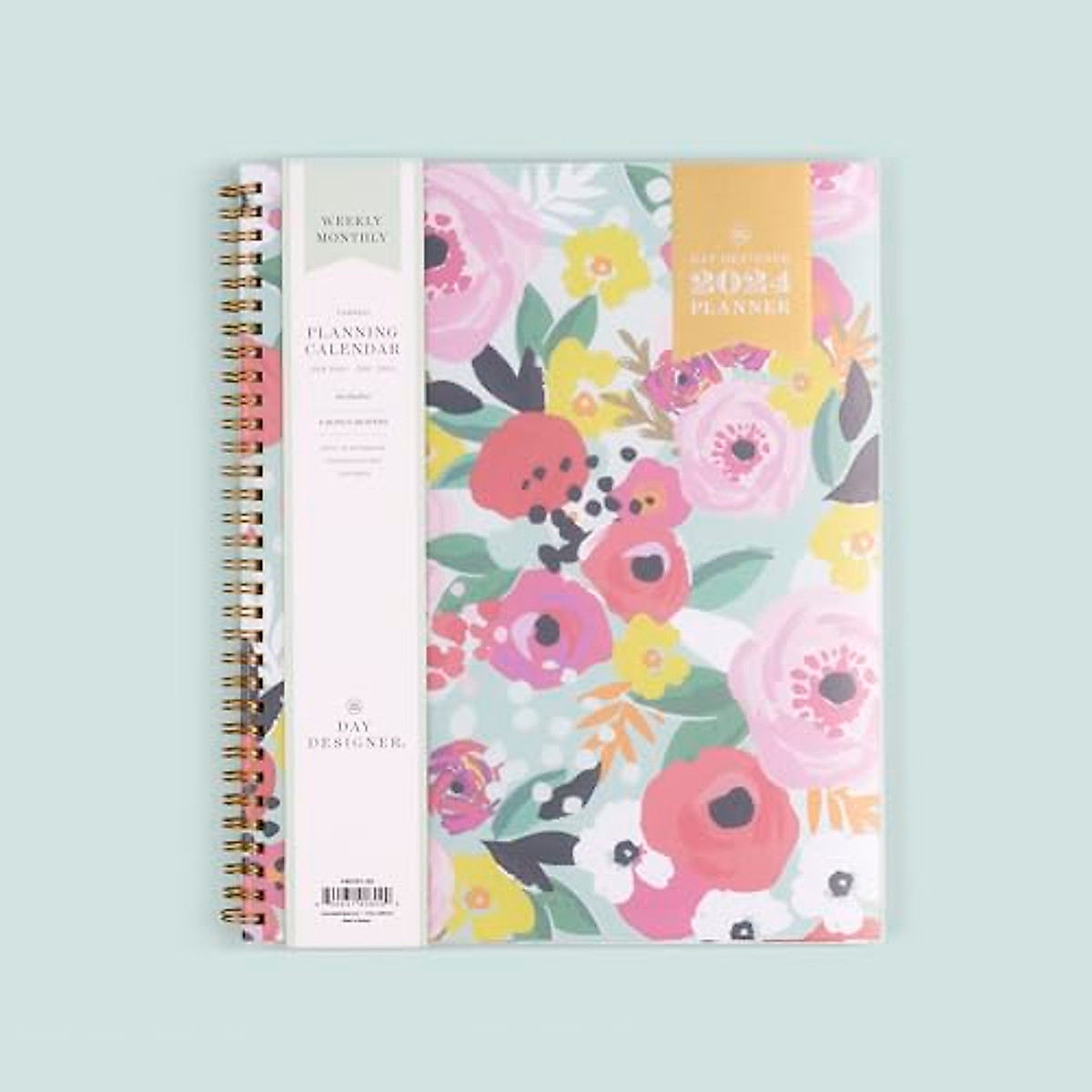 Blue Sky Day Designer 2024 Weekly and Monthly Planner, 8.5" x 11", Frosted Cover, Wirebound, Secret Garden Mint (140101-24)