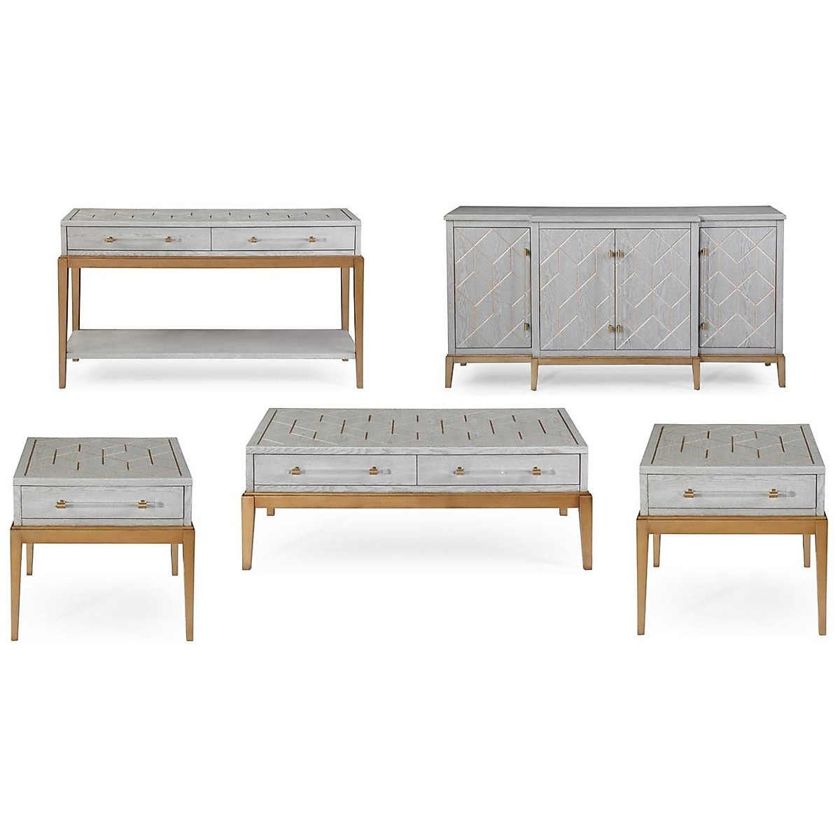 Bassett Mirror Perrine Rect Cocktail, Soft Graphite